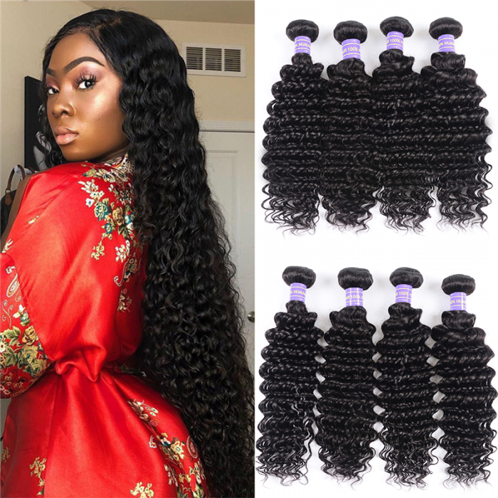 Hurela Peruvian Deep Wave Human Hair Weave 4 Bundles Hair Deals ...