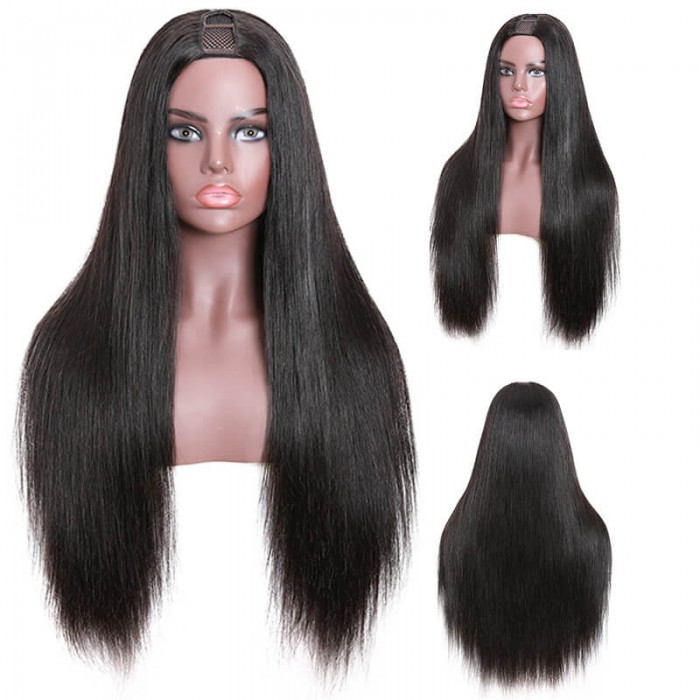 Hurela Long Straight Hair U Part Wig Glueless Human Hair Wigs 1x4 ...