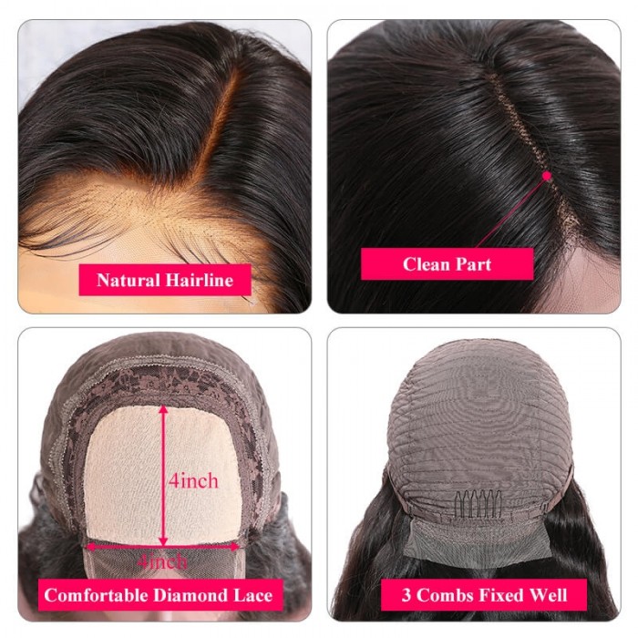 Hurela 100% Human Virign Hair Lace Part Wig With Baby Hair Body Wave ...