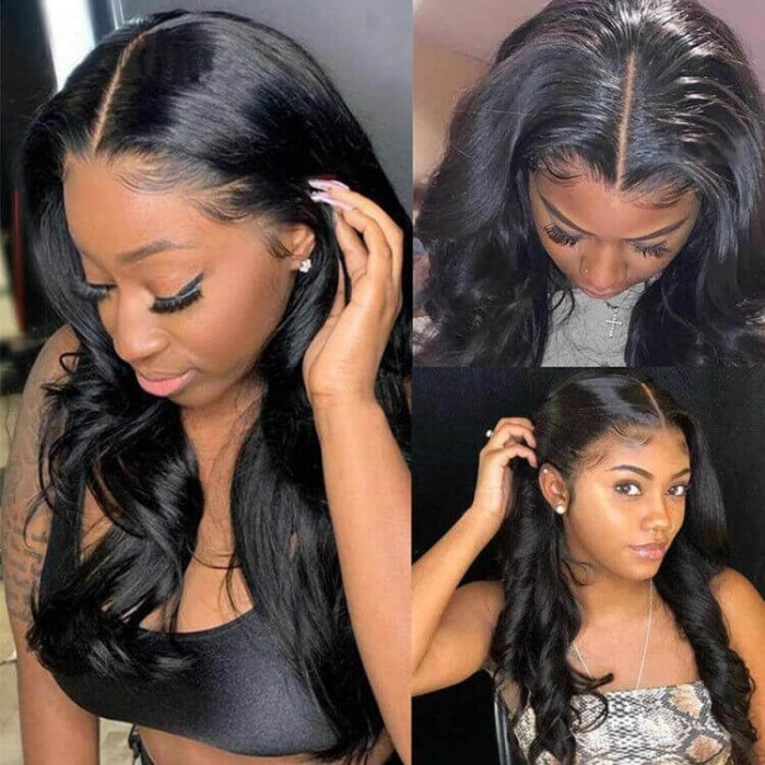 Hurela 100% Human Virign Hair Lace Part Wig With Baby Hair Body Wave ...